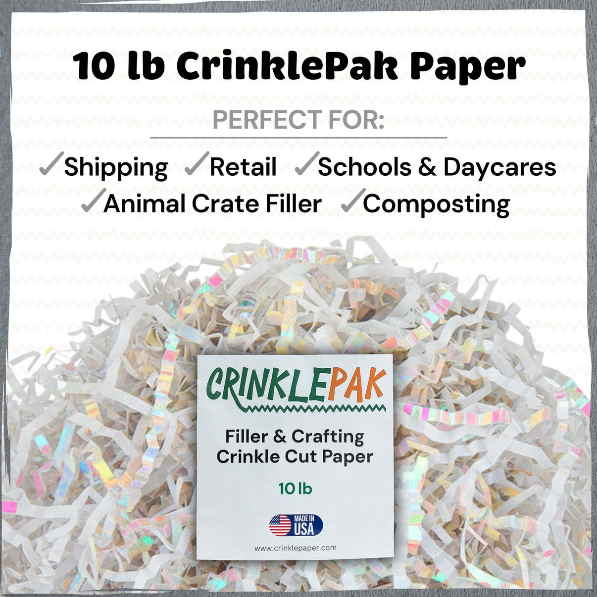 Crinkle Paper - 10lb White Iridescent Premium for Packaging – CrinklePak